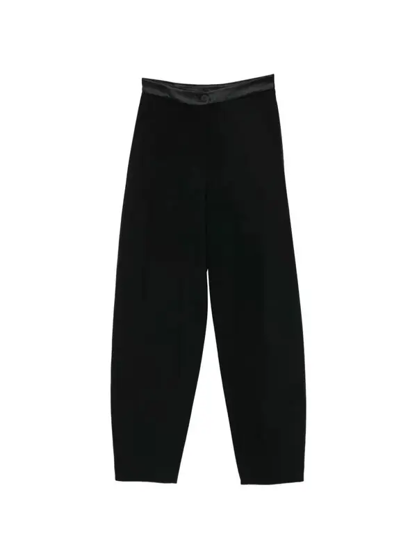 Emporio Armani Satin-trim Tapered Trousers - Black