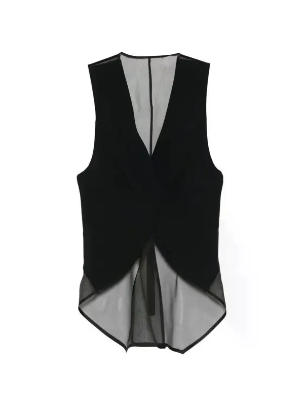 Emporio Armani Sheer-panel Waistcoat - Black