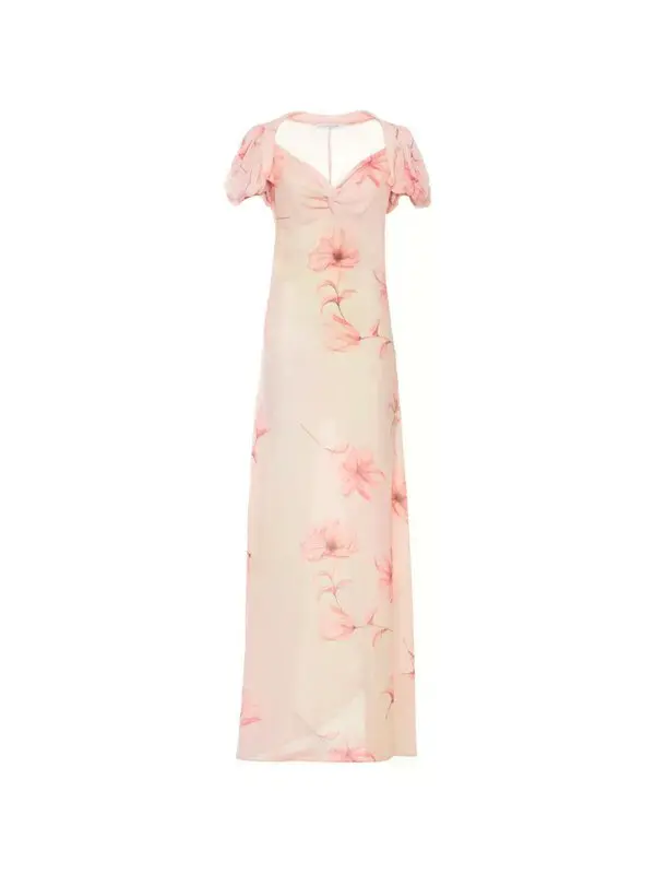 MAR DE MARGARITAS Benedetta Floral-print Balloon-sleeve Maxi Dress - Pink