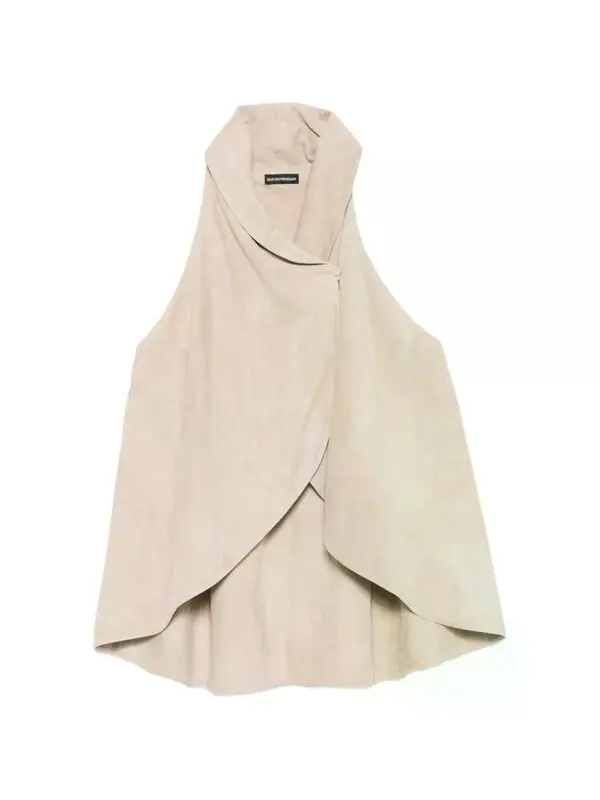 Emporio Armani Draped Leather Top - Neutrals