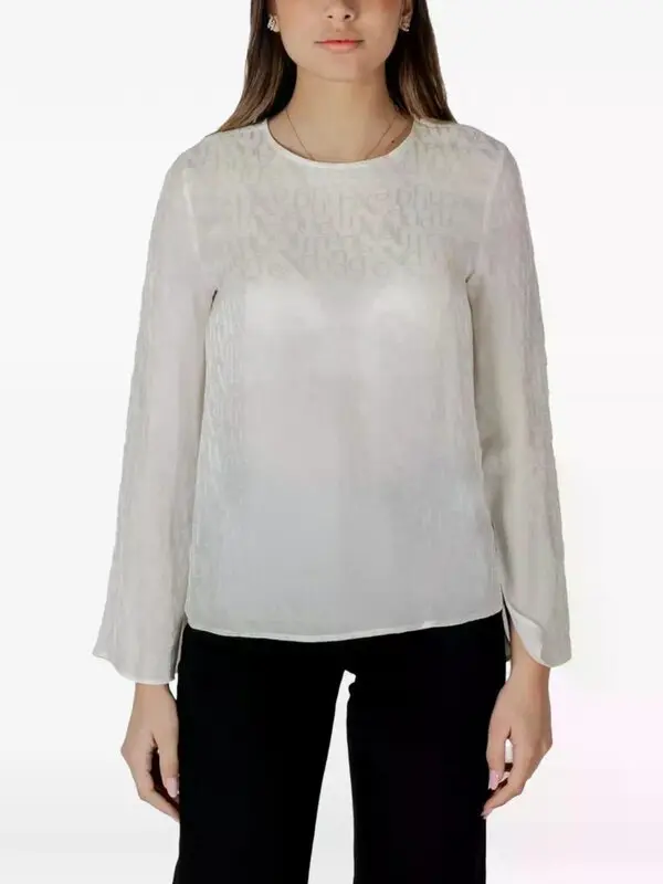 Armani Exchange Embossed-logo Blouse - Neutrals