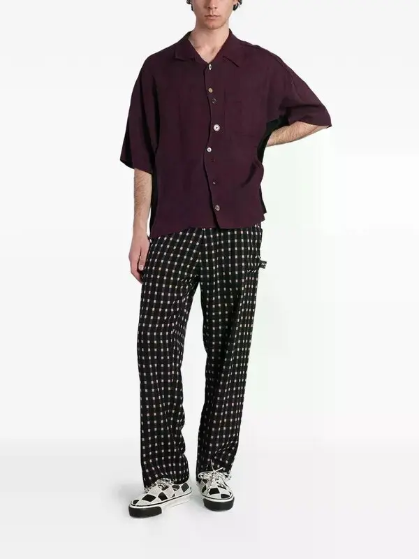 Undercover Check-pattern Trousers With Logo Patch