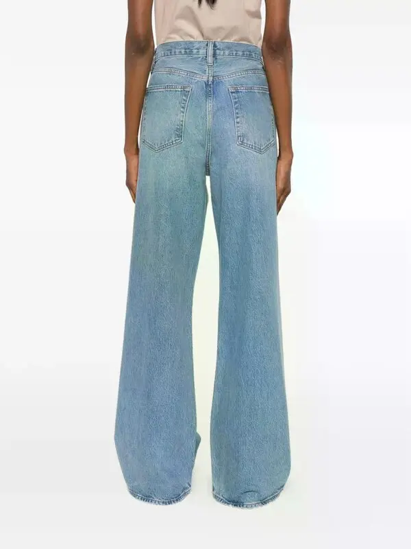 FRAME Loose Distressed Wide-leg Jeans - Blue