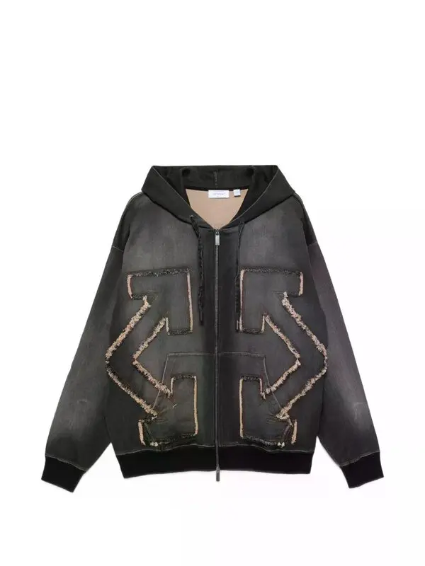 Off-White Arrows Patchwork Zip-up Hoodie - Grey