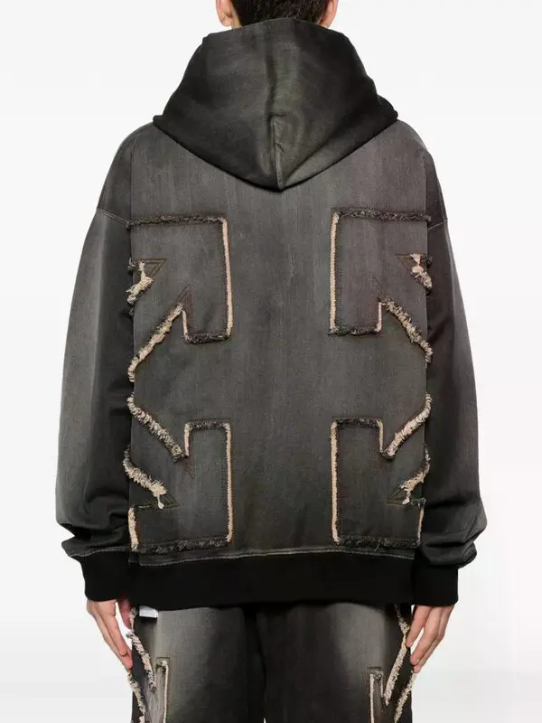 Off-White Arrows Patchwork Zip-up Hoodie - Grey