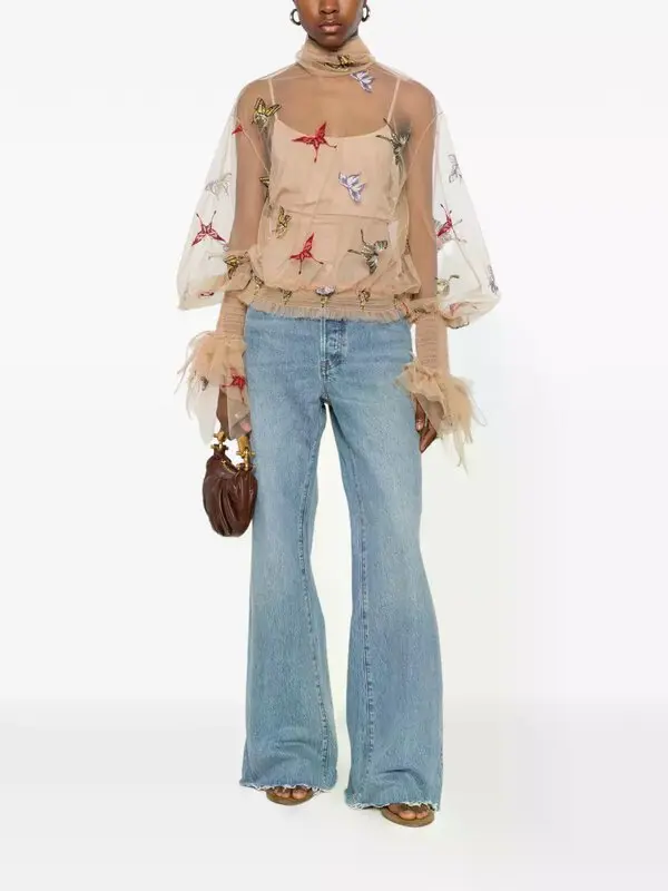 FRAME The Lax Raw-edge Wide-leg Jeans - Blue