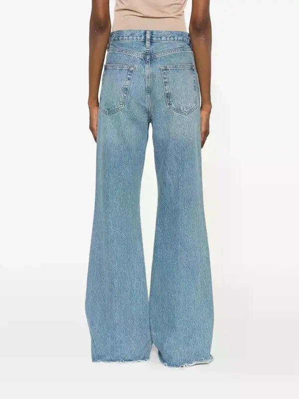 FRAME The Lax Raw-edge Wide-leg Jeans - Blue