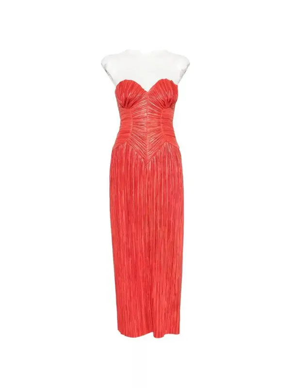 Cult Gaia Ashika Strapless Pleated Dress - Red