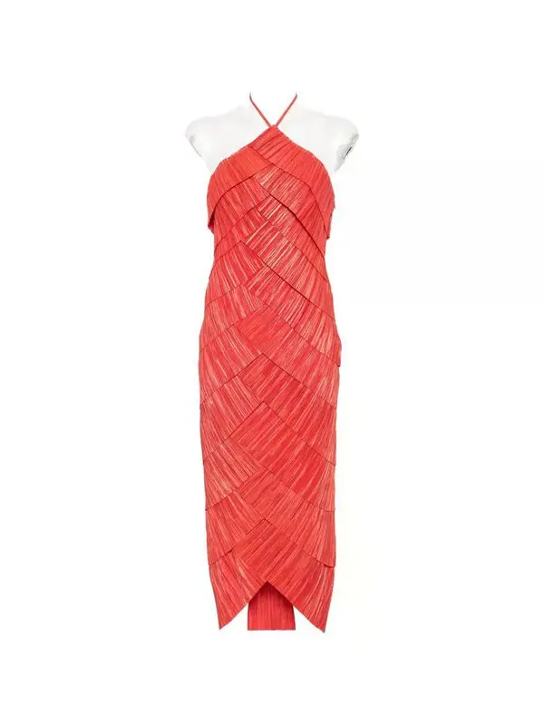 Cult Gaia Patrizia Pleated Halterneck Dress - Red