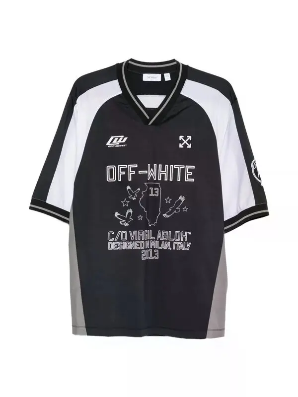 Off-White Royal Team Soccer" V-neck T-shirt - Black