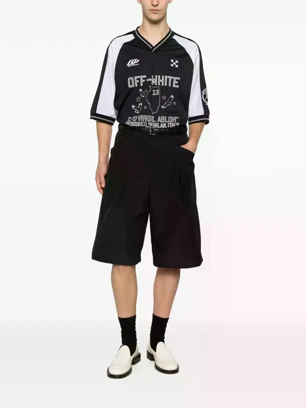 Off-White Royal Team Soccer" V-neck T-shirt - Black