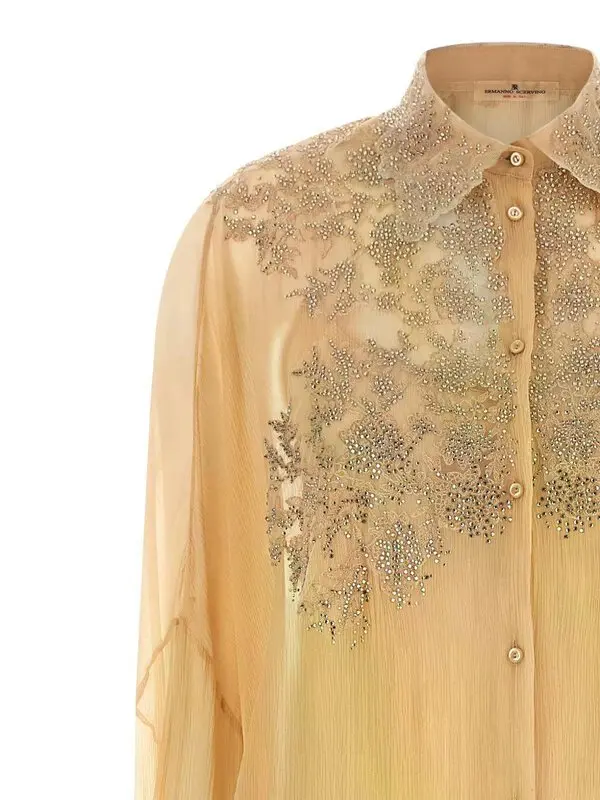 Ermanno Scervino Embroidered Silk Shirt Dress