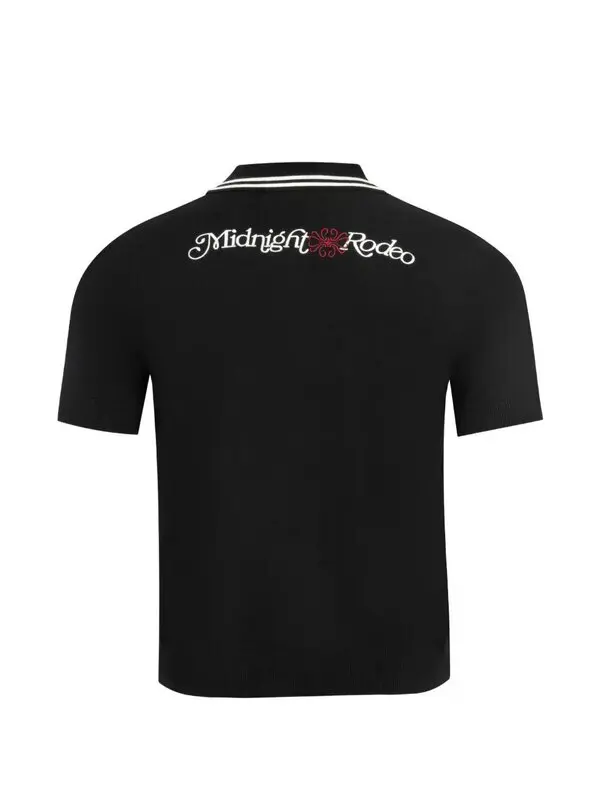 MIDNIGHT RODEO Logo-embroidered Tipped Polo Shirt - Black
