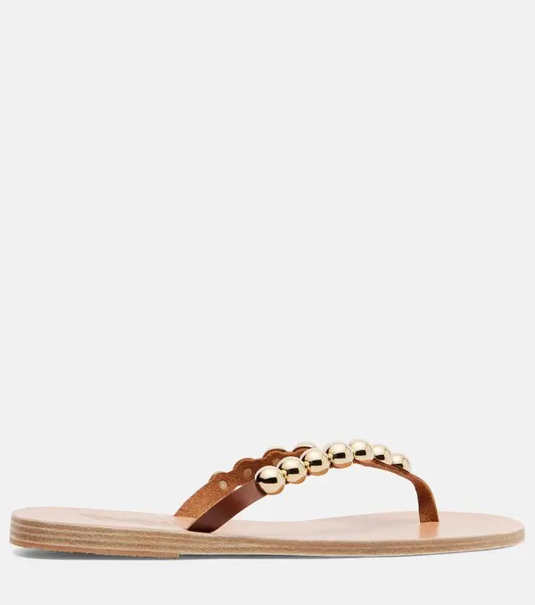 ANCIENT GREEK SANDALS Endoxi Studded Leather Thong Sandals