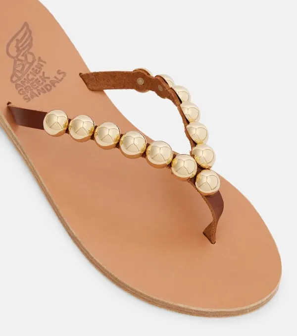ANCIENT GREEK SANDALS Endoxi Studded Leather Thong Sandals