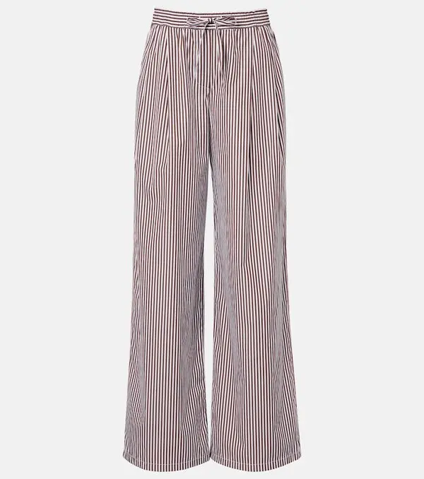 Dolce & Gabbana Striped Cotton And Silk Wide-leg Pants - Brown