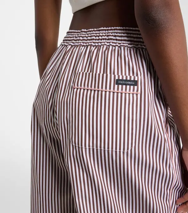 Dolce & Gabbana Striped Cotton And Silk Wide-leg Pants - Brown