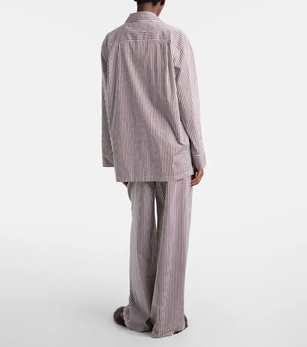 Dolce & Gabbana Striped Cotton And Silk Wide-leg Pants - Brown