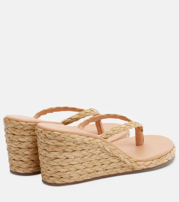 ANCIENT GREEK SANDALS Etheria Raffia Wedge Thong Sandals - Beige