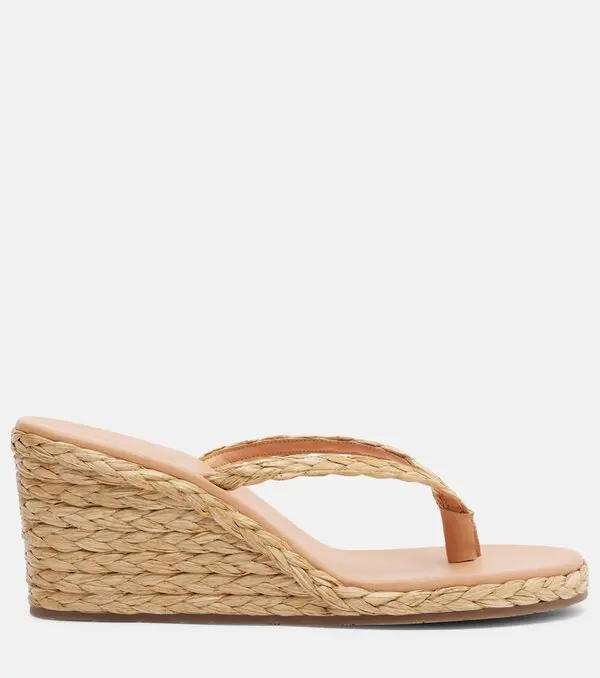 ANCIENT GREEK SANDALS Etheria Raffia Wedge Thong Sandals - Beige