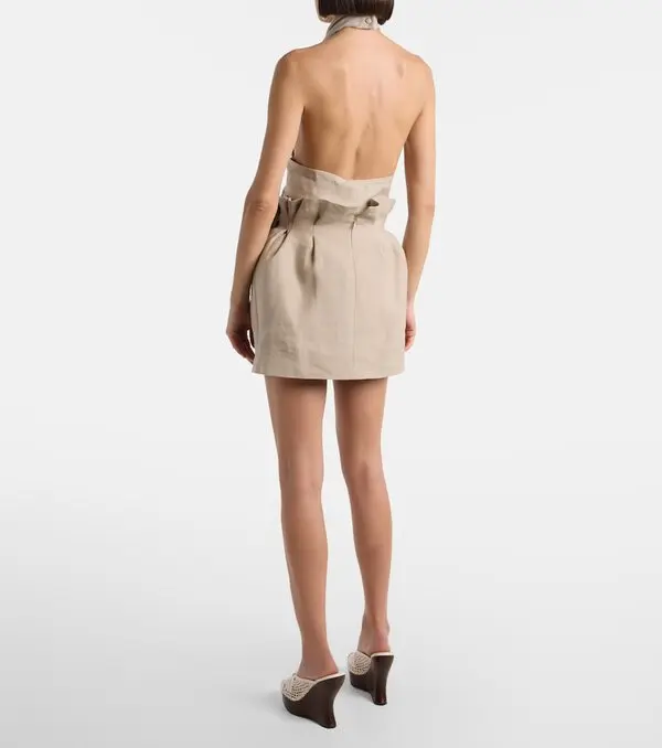 Magda Butrym Floral-appliqué Linen Miniskirt - Beige