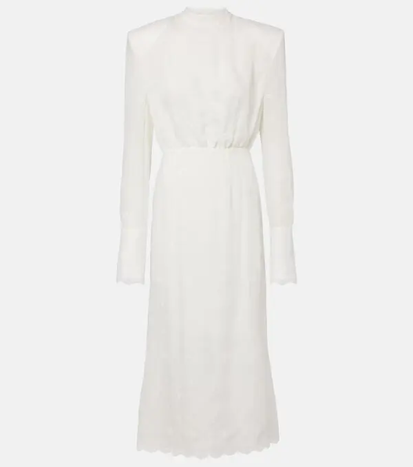 Magda Butrym Silk, Wool And Cotton-blend Midi Dress - White