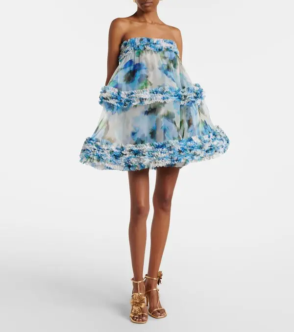 Zimmermann Alchemy Ruffled Silk Organza Minidress - Blue
