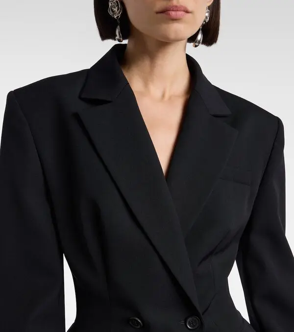 Magda Butrym Peplum Wool Blazer - Black