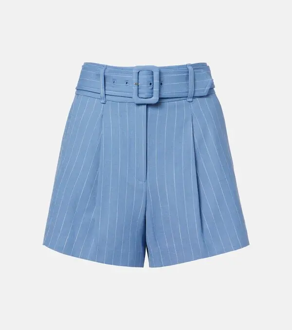 Veronica Beard Piper Striped Linen-blend Shorts - Blue