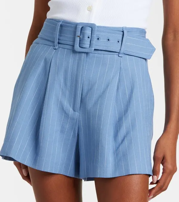 Veronica Beard Piper Striped Linen-blend Shorts - Blue