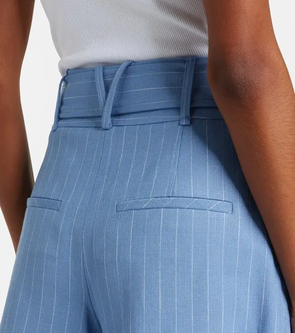Veronica Beard Piper Striped Linen-blend Shorts - Blue