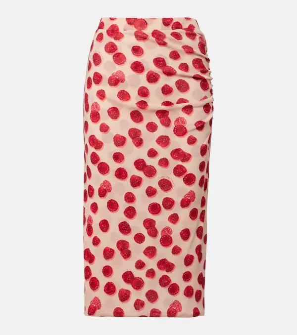 Stella McCartney Printed Mesh Midi Skirt - Pink