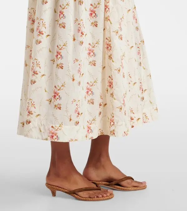 DÔEN Illiana Floral Cotton Midi Dress - White