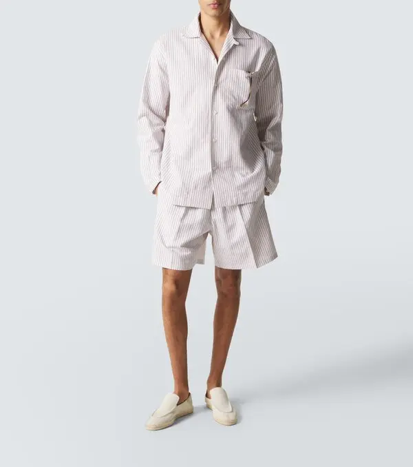 UMIT BENAN Julian Striped Cotton And Silk Shorts