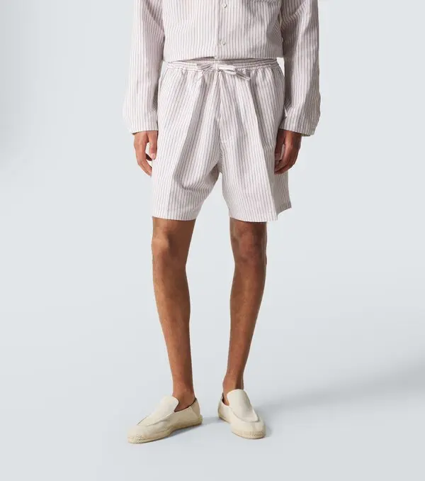 UMIT BENAN Julian Striped Cotton And Silk Shorts