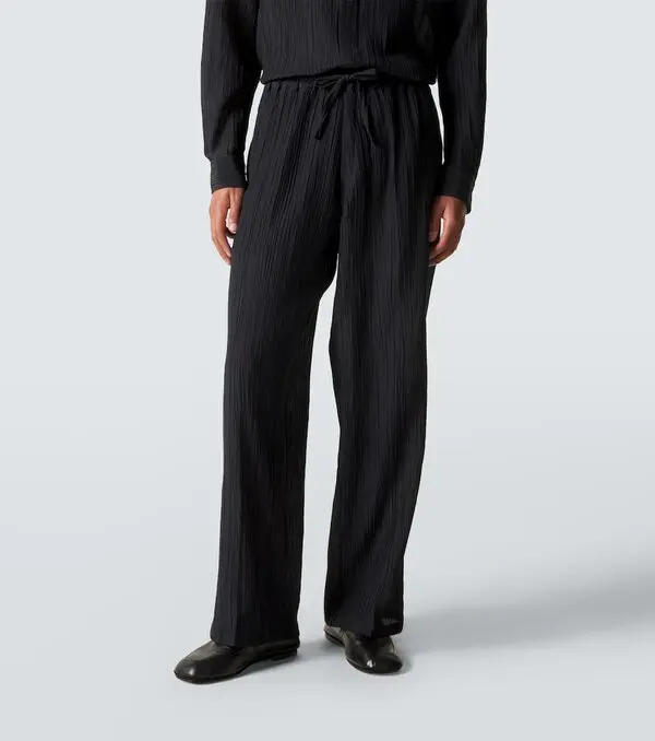 UMIT BENAN Julian Linen And Cotton Straight Pants - Black