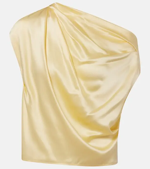 THE SEI Draped Silk Satin Top - Yellow