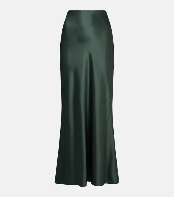 THE SEI Silk Satin Maxi Skirt - Green