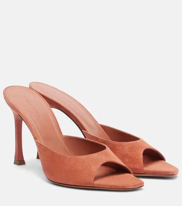 Amina Muaddi Alexa Suede Mules - Orange