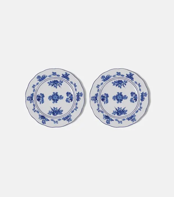 CABANA Gloria Set Of 2 Porcelain Dessert Plates - Blue