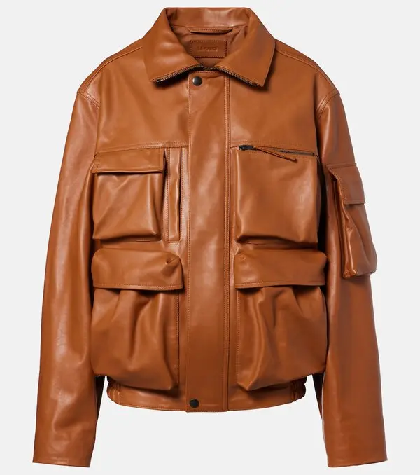 LEMAIRE Leather Blouson Jacket - Brown