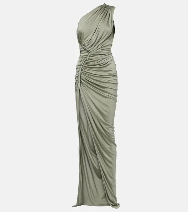Rick Owens Lilies Shailee Ruched One-shoulder Gown - Green