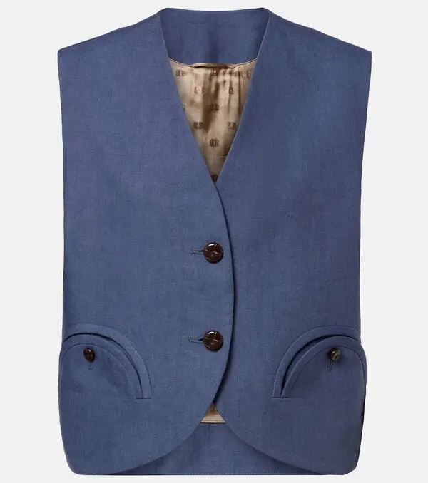 BLAZÉ MILANO Gliss Linen Vest - Blue