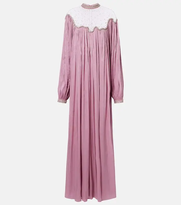 Costarellos Elline Embellished Pleated Gown - Pink