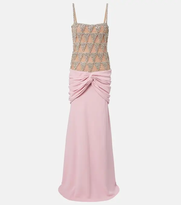 Costarellos Embellished Draped Gown - Pink