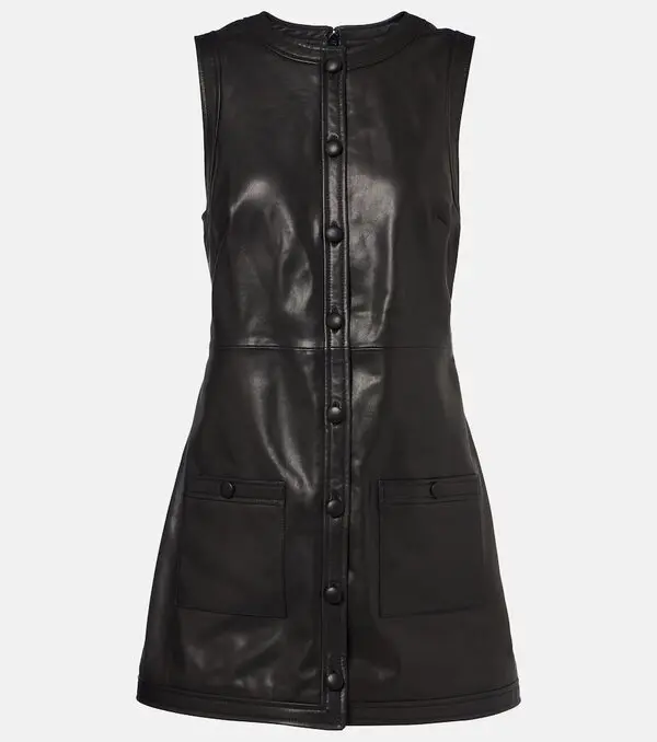 FRAME Leather Shirt Dress - Black