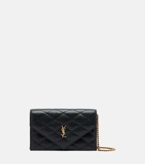 Saint Laurent Quilted Leather Wallet On Chain - Black
