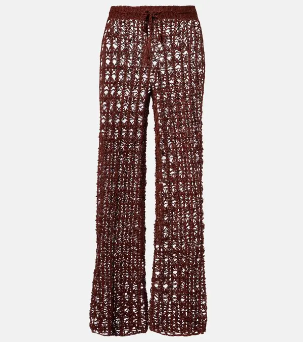 Anna Kosturova Crochet Wide-leg Pants - Brown