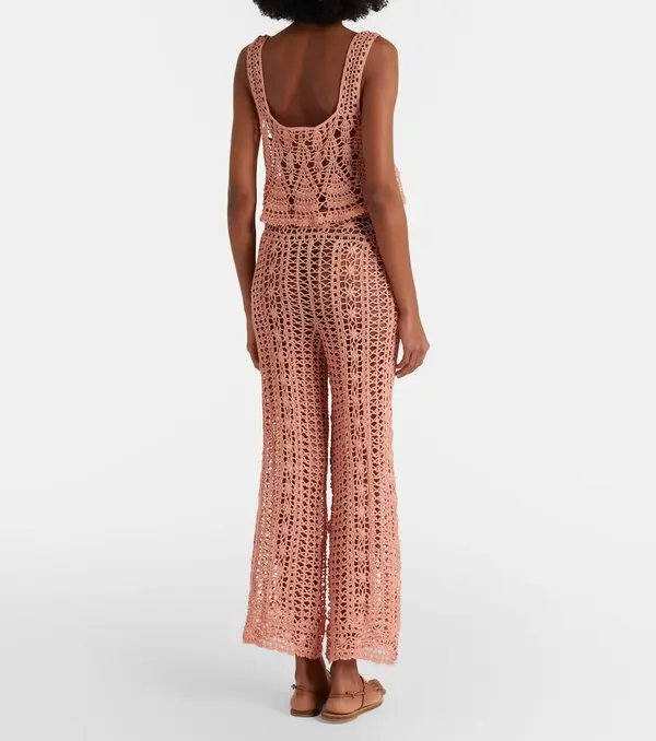 Anna Kosturova Crochet Wide-leg Pants - Orange