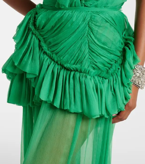 Dries Van Noten Ruffled Silk Muslin Maxi Skirt
